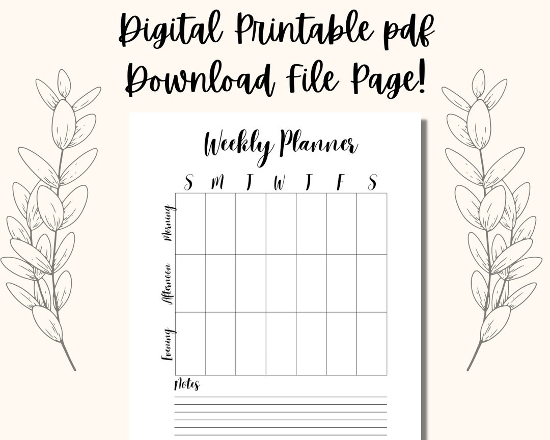 Graphic Weekly Planner Printable Sheet US Letter Download - Etsy