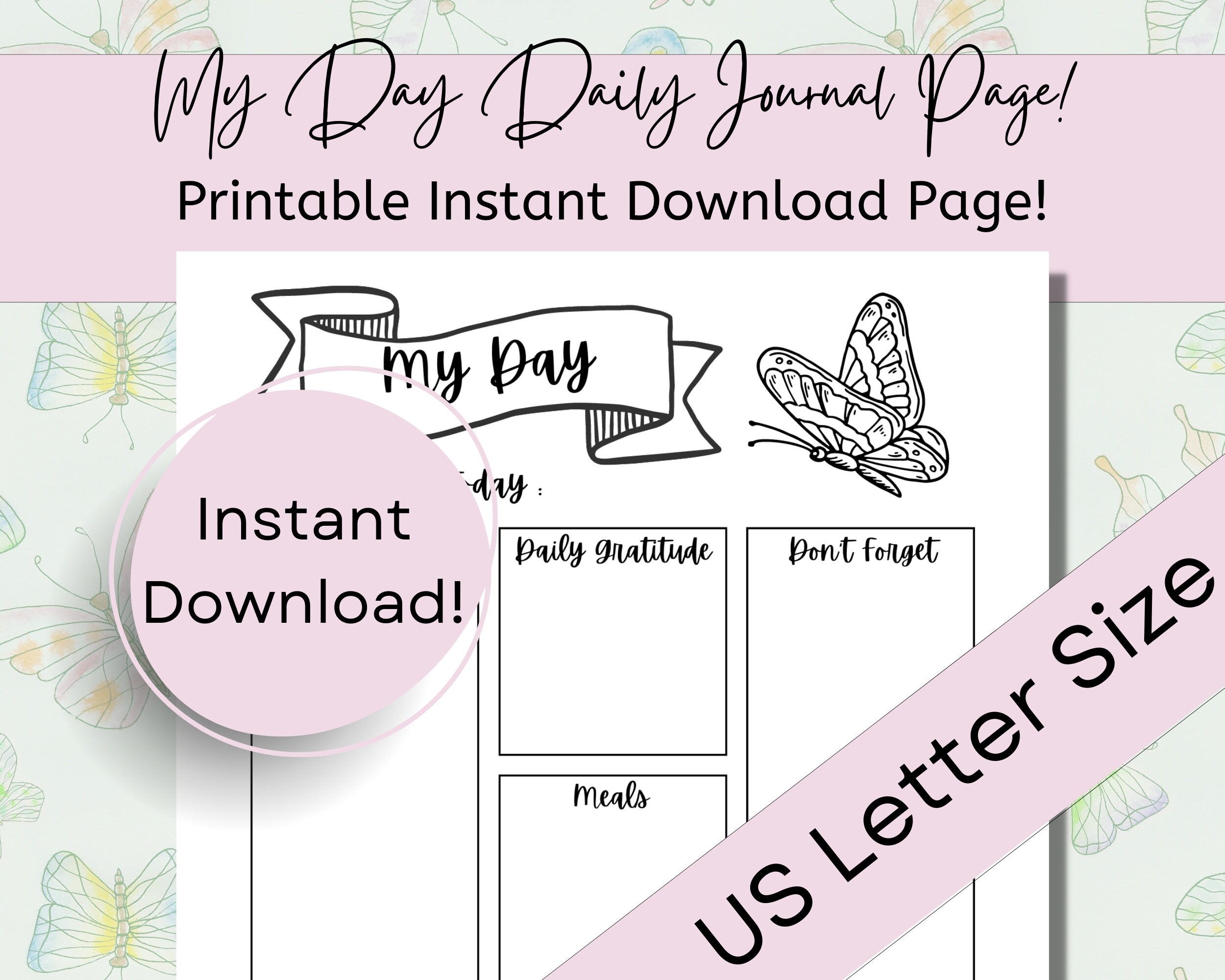 Butterfly Digital Printable Planner Page, Instant Download ...