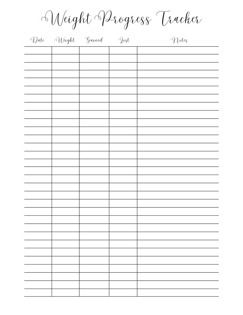 Digital Weight Goals Printable, Printable Weight Loss Planner, Bullet ...
