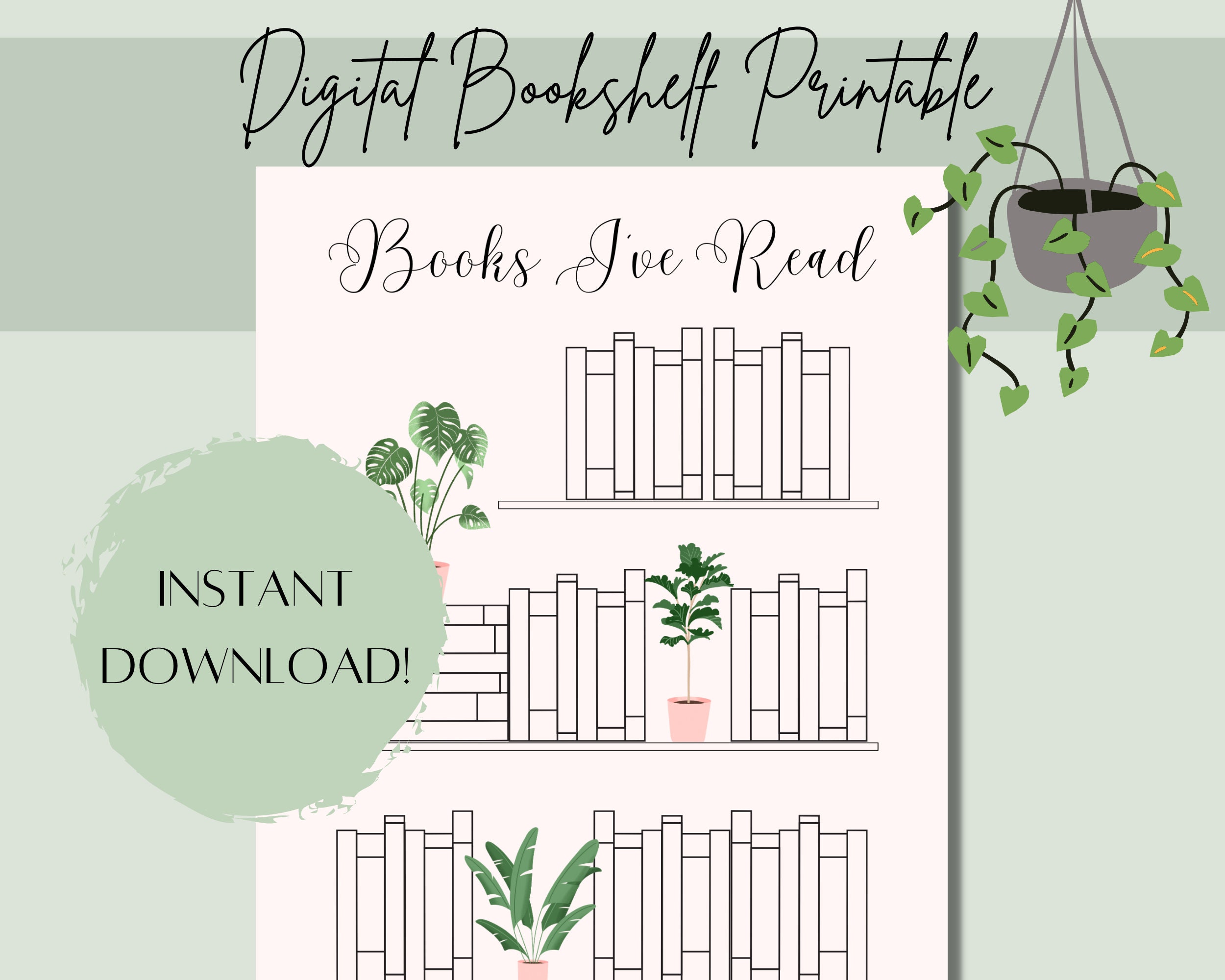Plant Book Tracker Printable, Printable Digital Reading Log, Books I've ...