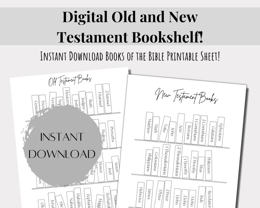 Printable Books of the Bible Page, Digital Bible Bookshelf, Fill in ...