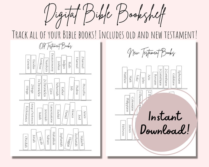 Printable Books of the Bible Page, Digital Bible Bookshelf, Fill in ...
