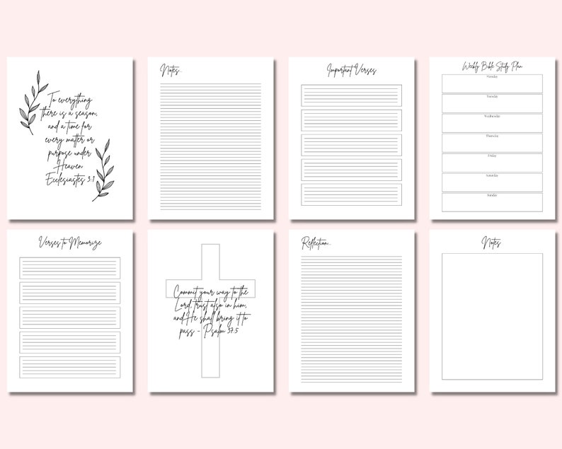 Printable Faith Journal, Bible Study Planner, Sermon Notes, Christian ...