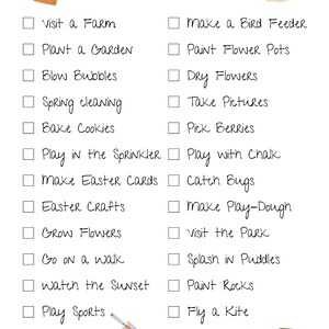Spring Bucket List Printable, Spring Printable, Spring Break, Kids ...
