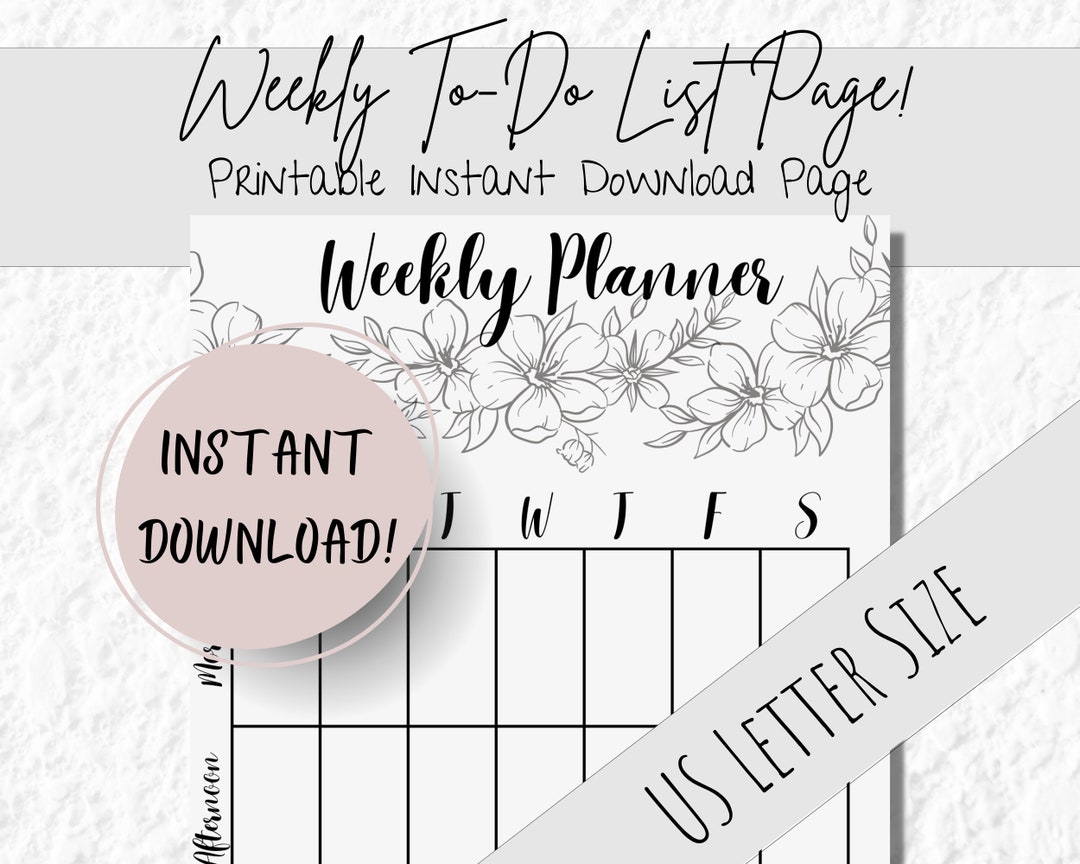 Graphic Weekly Planner Printable Sheet, US Letter Download Page ...