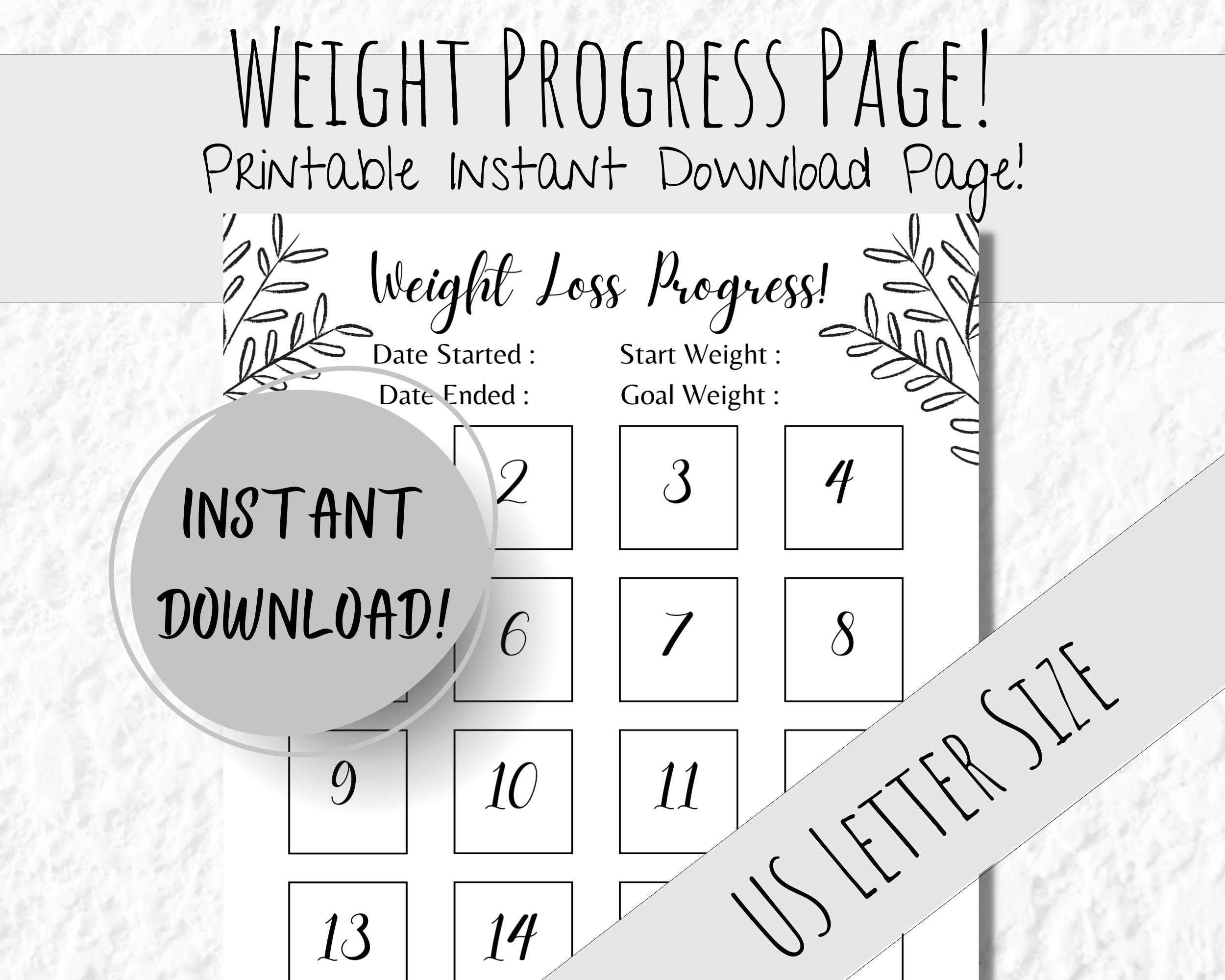 Digital Weight Loss Progress Tracker, Bullet Journal Tracker, Wellness ...