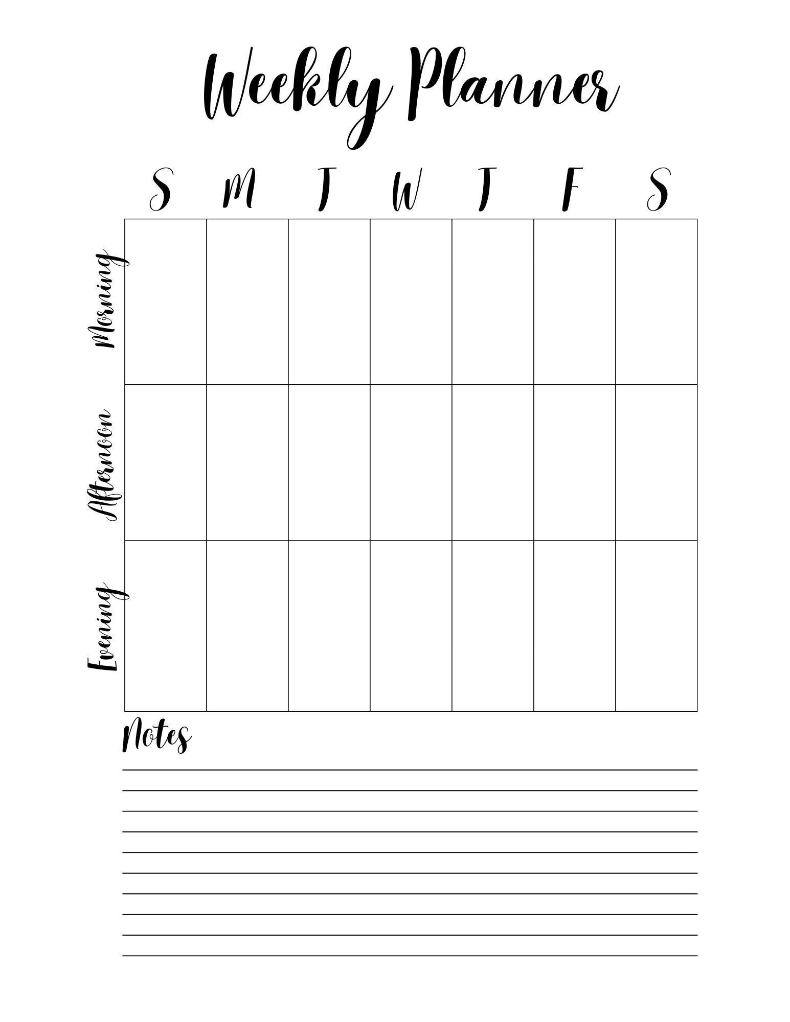 Graphic Weekly Planner Printable Sheet, US Letter Download Page ...
