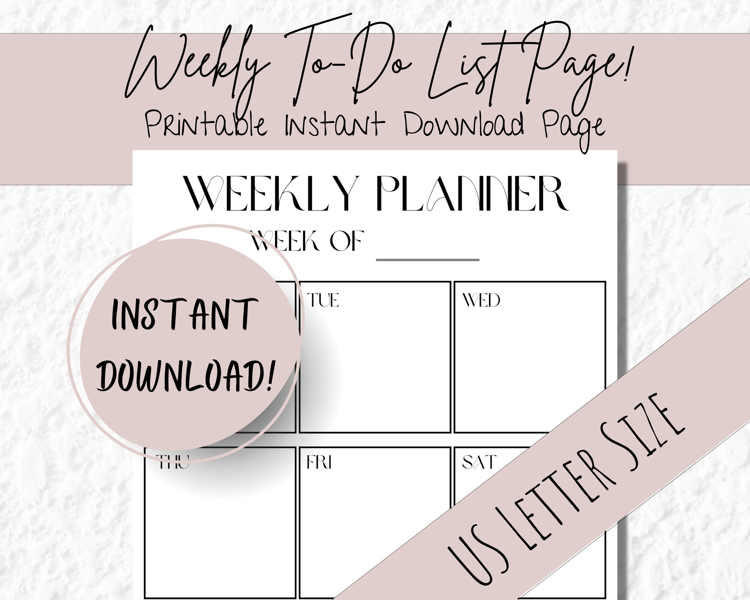 Minimal Weekly Planner Printable, Week at a Glance Printable Download ...