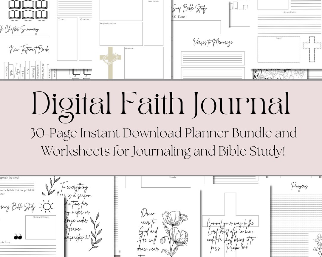 Digital Faith Journal, Bible Study Sheets, Printable Bible Study ...