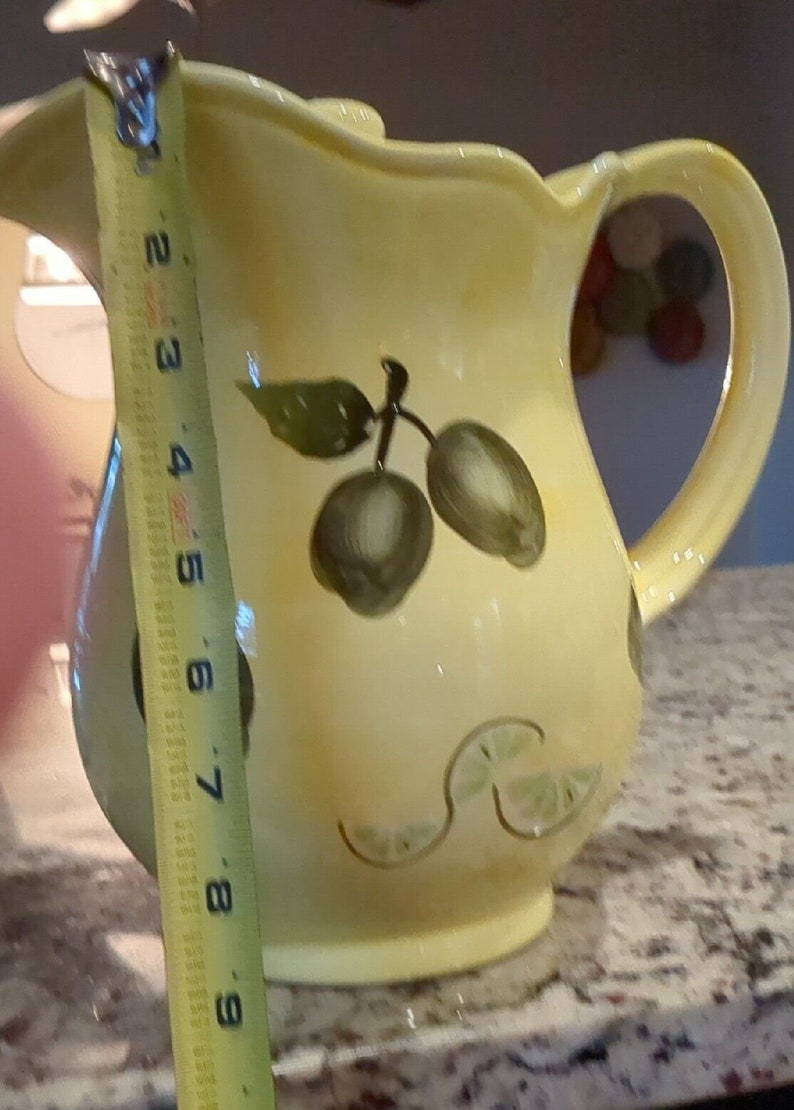 Designpac Lemonade Pitcher. Ceramic. Yellow With Lime Design. 9.5 Tall ...