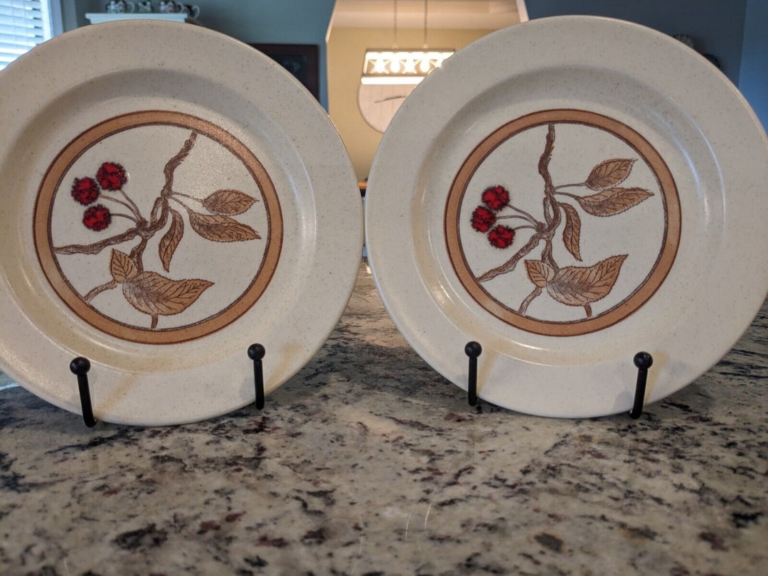 Anchor Hocking Wild Cherry Ironstone USA 7 5/8d Salad Plates set of 2 ...