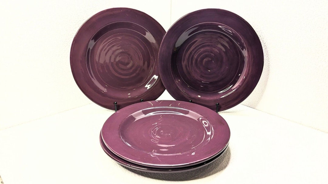 Set of 4 Gibson Elite Hand Painted Purple Dinner Plate 11 - Etsy