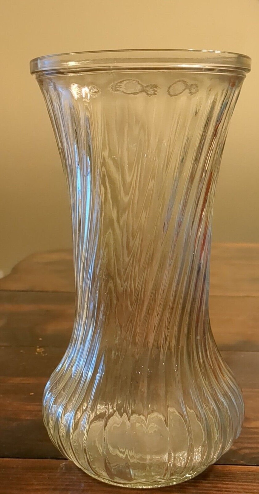 Vintage Hoosier Glass, Clear Glass Vase Spiral Ribbed Pattern #4090 8-1 ...