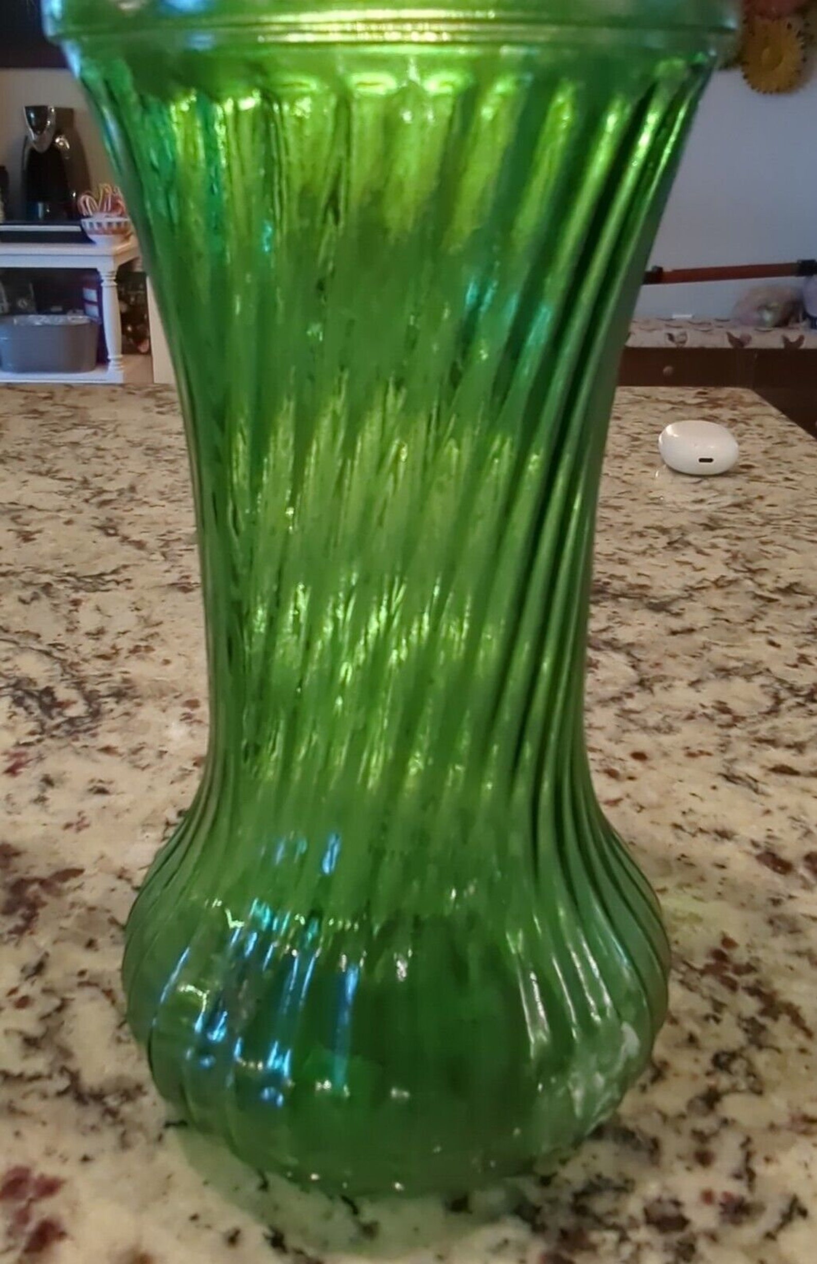 Vintage Green Ribbed Hoosier Glass Vase 8.5 - Etsy