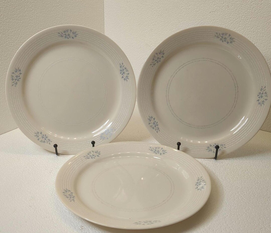 Set of 3 Corelle Lace Bouquet Dinner Plates 10 1/4" Blue Flowers - Etsy