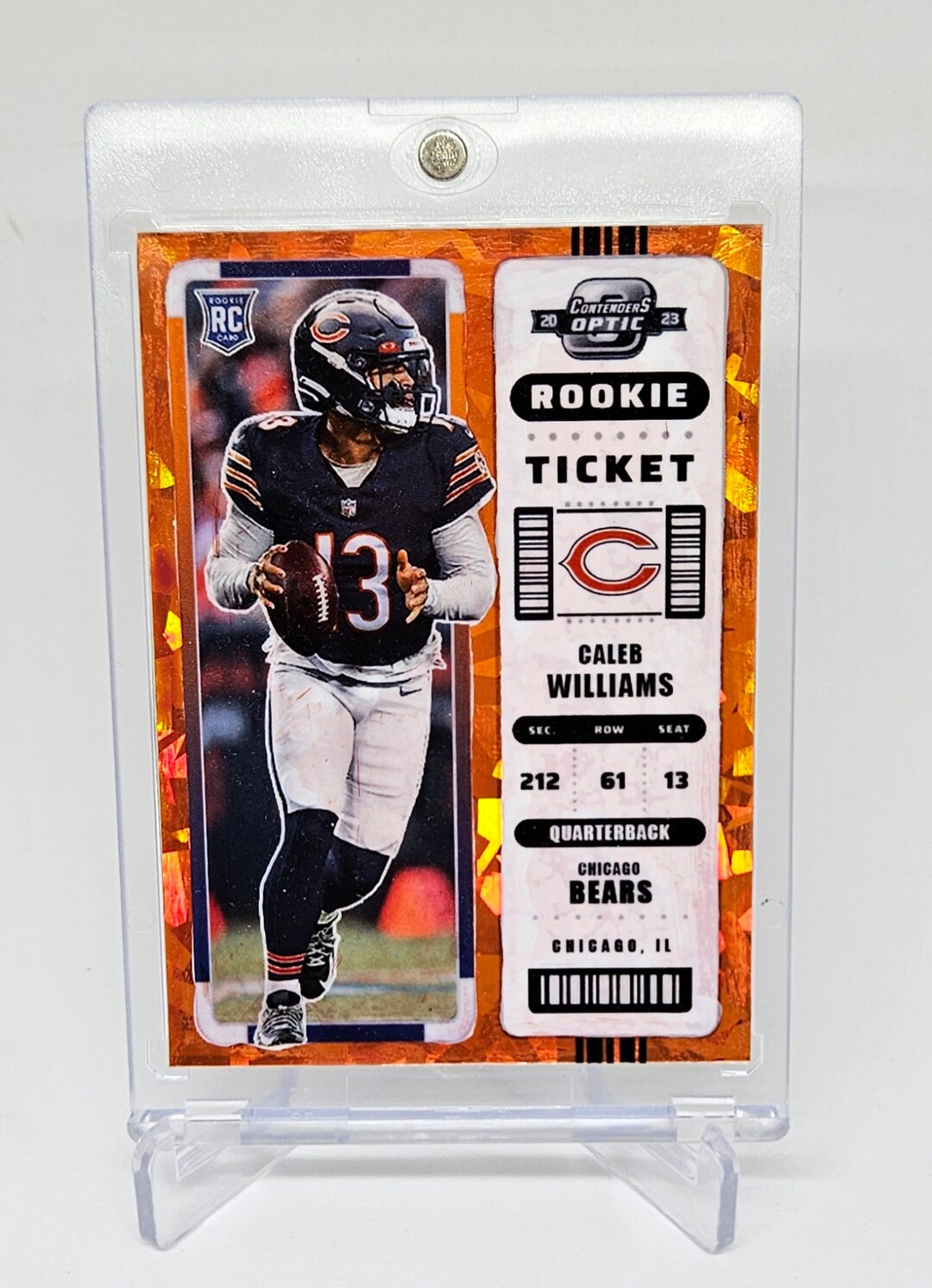 Contenders Optic NFL Caleb Williams Orange, Bears Rookie Ticket Custom ...