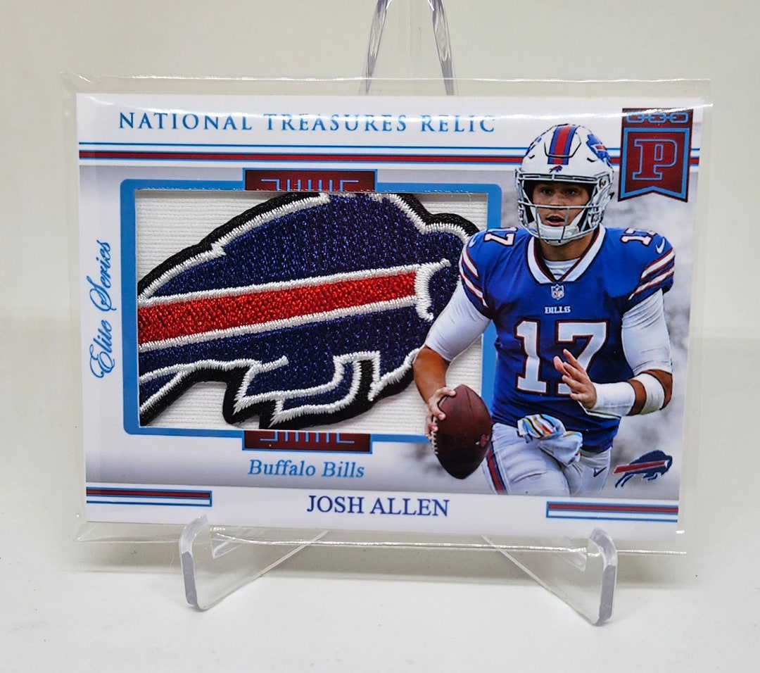 National Treasures Bills Josh Allen, Jersey Patch NFL Custom Art Card ...