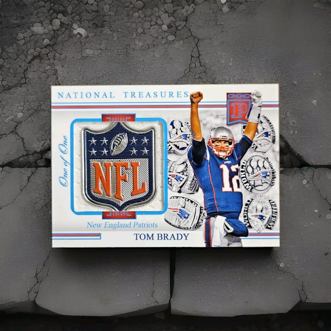 National Treasures Patriots Tom Brady, 6 Rings NFL Patch Custom Art ...