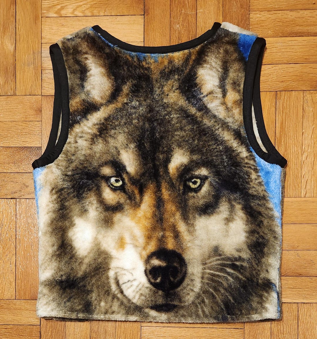 Handmade Upcycled Men's Vest From Wolf Blanket Size L - Etsy