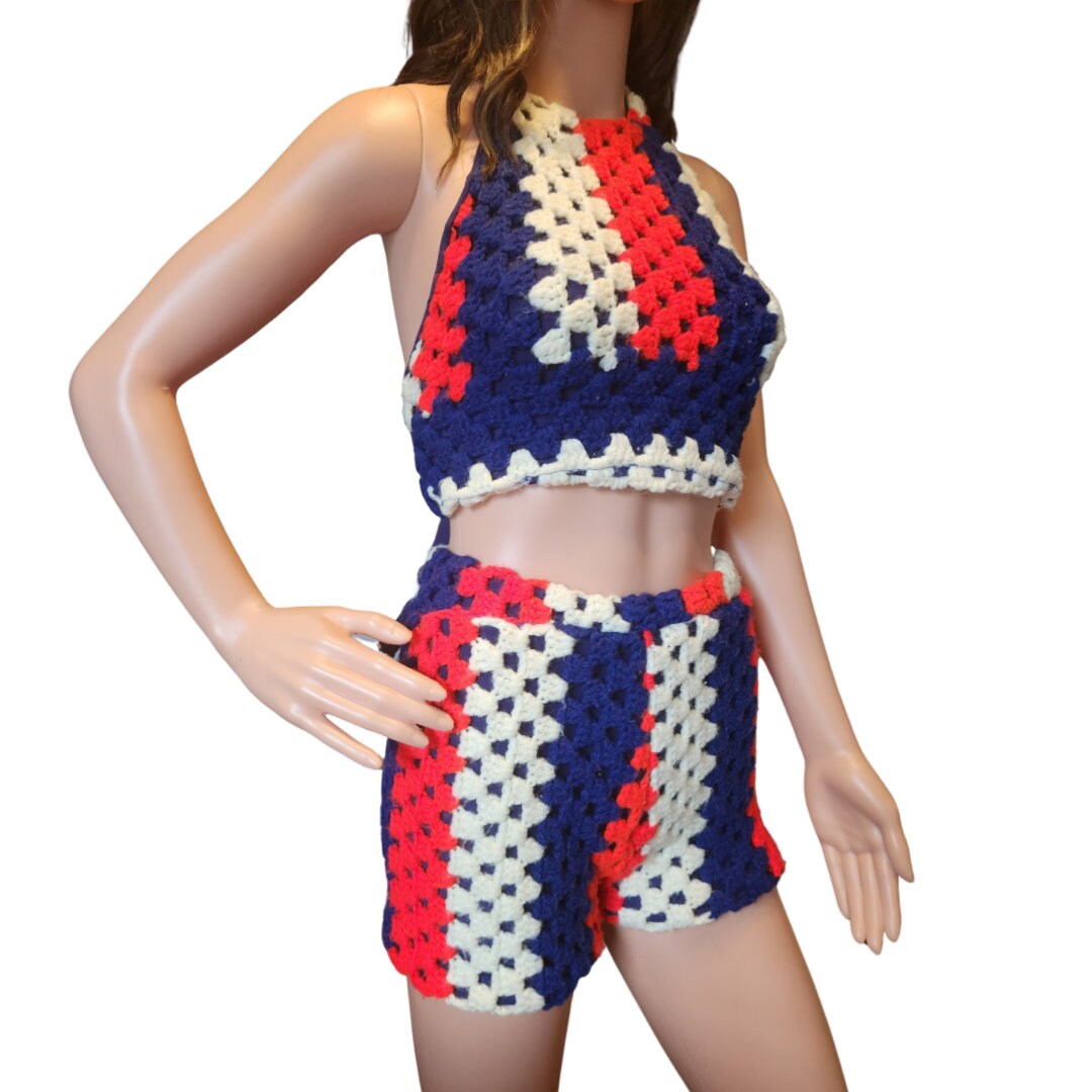 Upcycled Afghan Halter/shorts Set Festival Season - Etsy