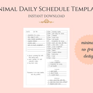Minimal Daily Schedule Planning Template, Printable PDF, Practical ...
