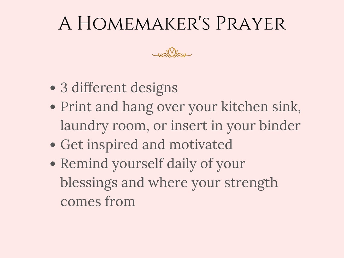 A Homemaker's Prayer | Printable for Daily Inspiration | Binder Insert ...