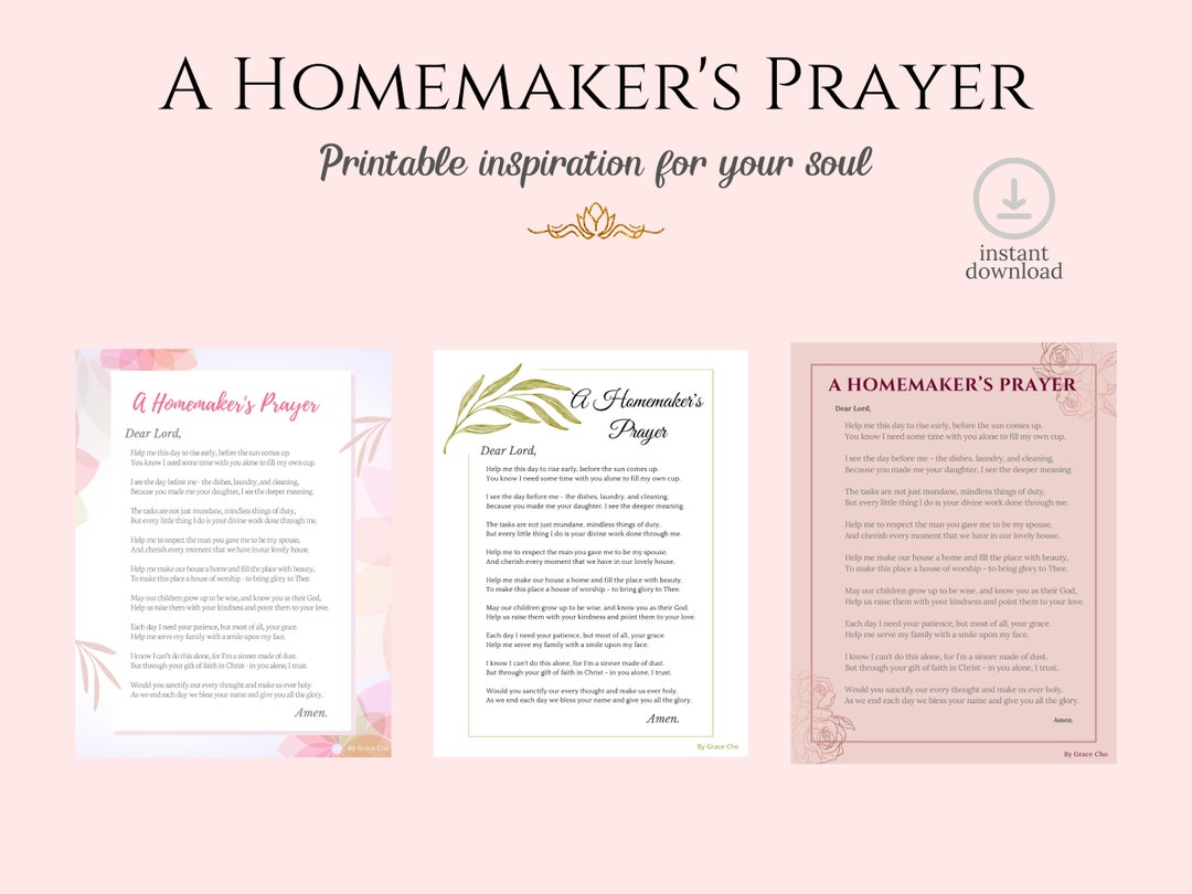 A Homemaker's Prayer | Printable for Daily Inspiration | Binder Insert ...