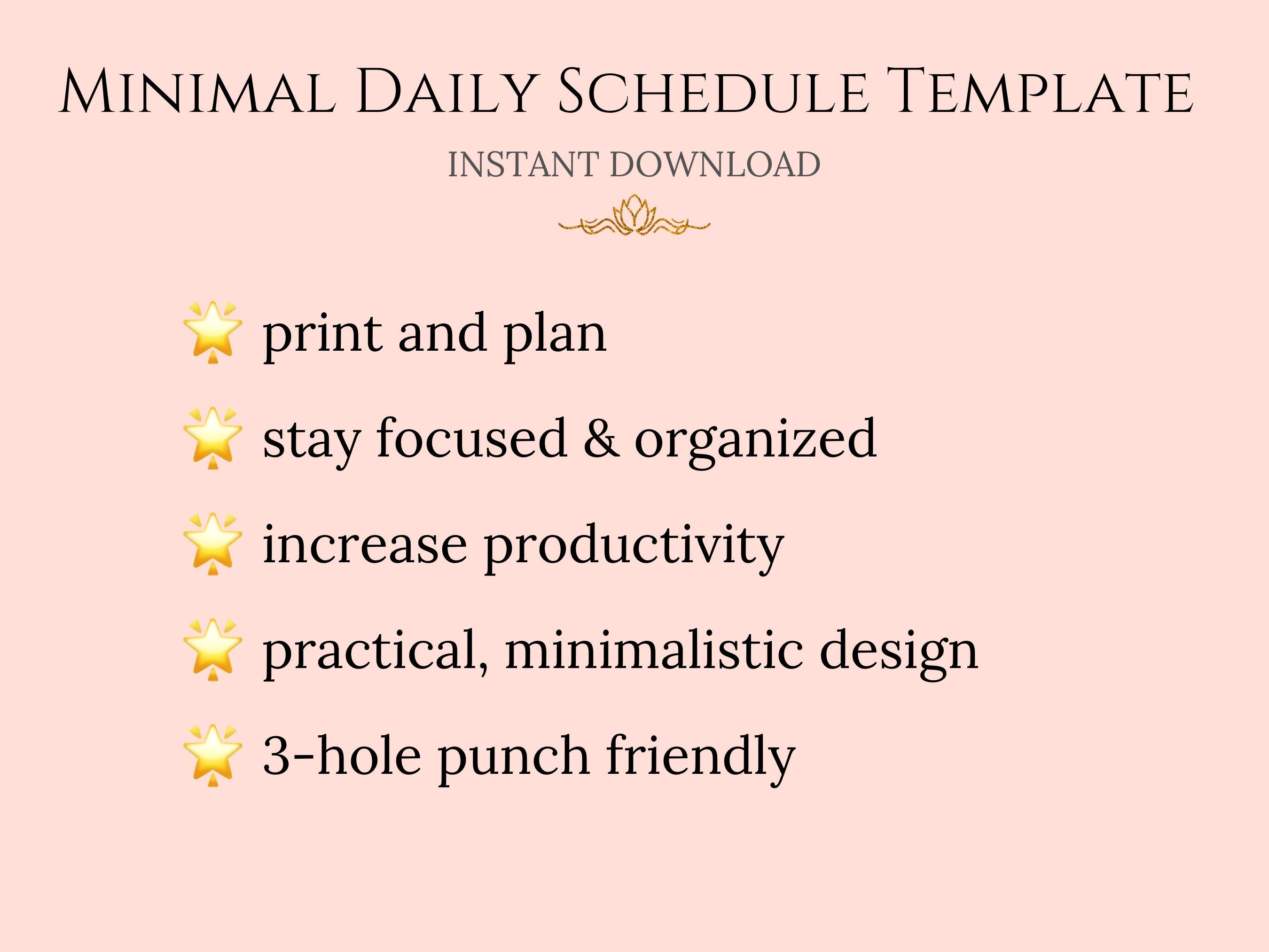 Minimal Daily Schedule Planning Template, Printable PDF, Practical ...