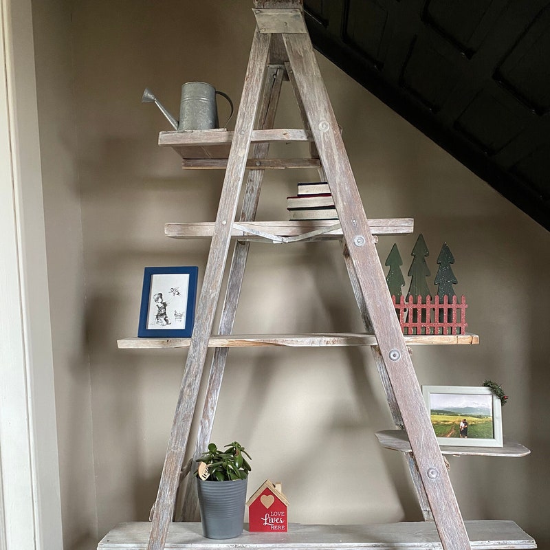 Rustic Ladder Shelf - Etsy