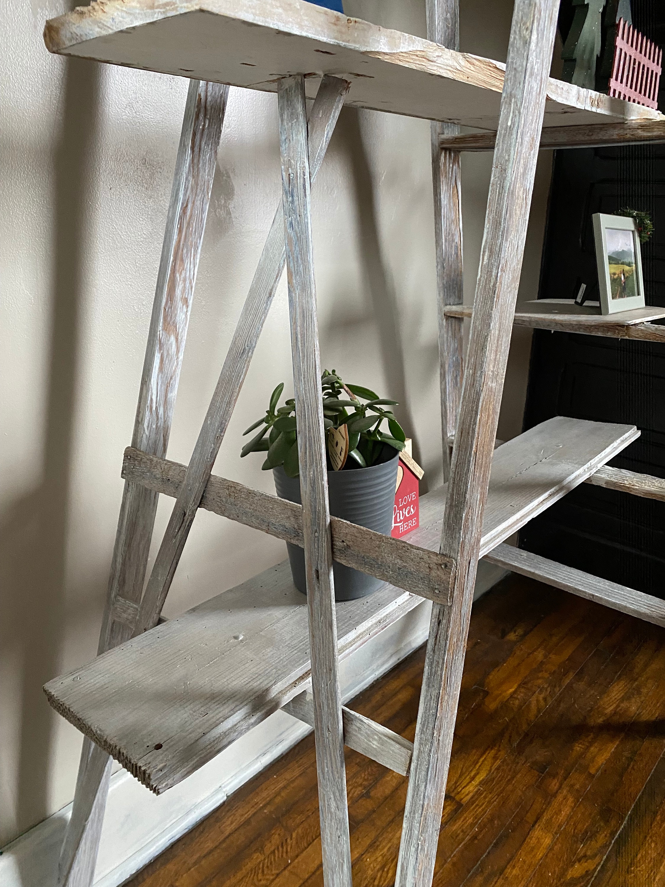 SOLD*** Ladder Shelf, Farmhouse Rustic Whitewashed - Etsy