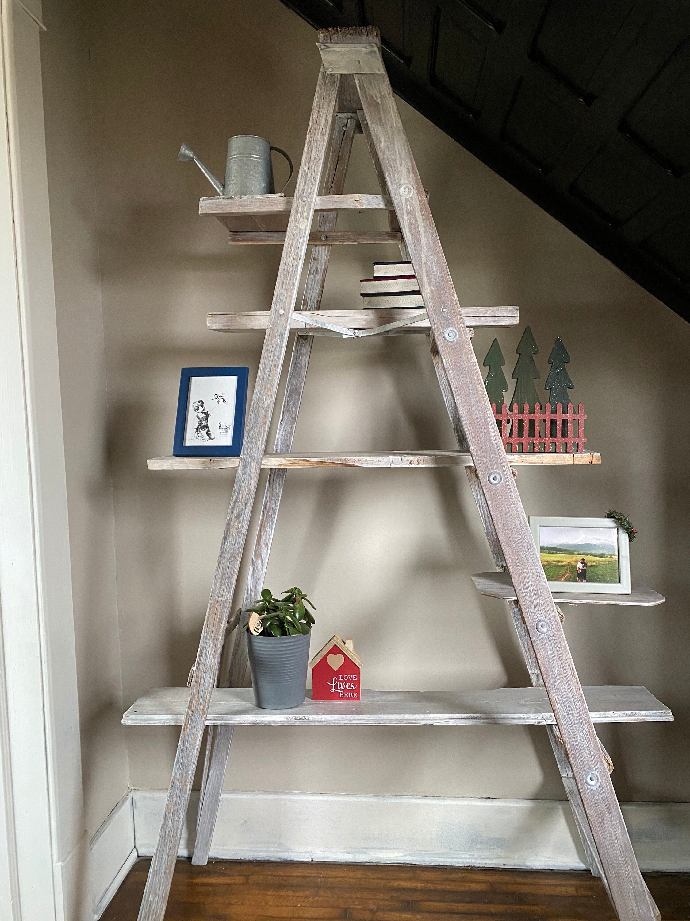 SOLD*** Ladder Shelf, Farmhouse Rustic Whitewashed - Etsy