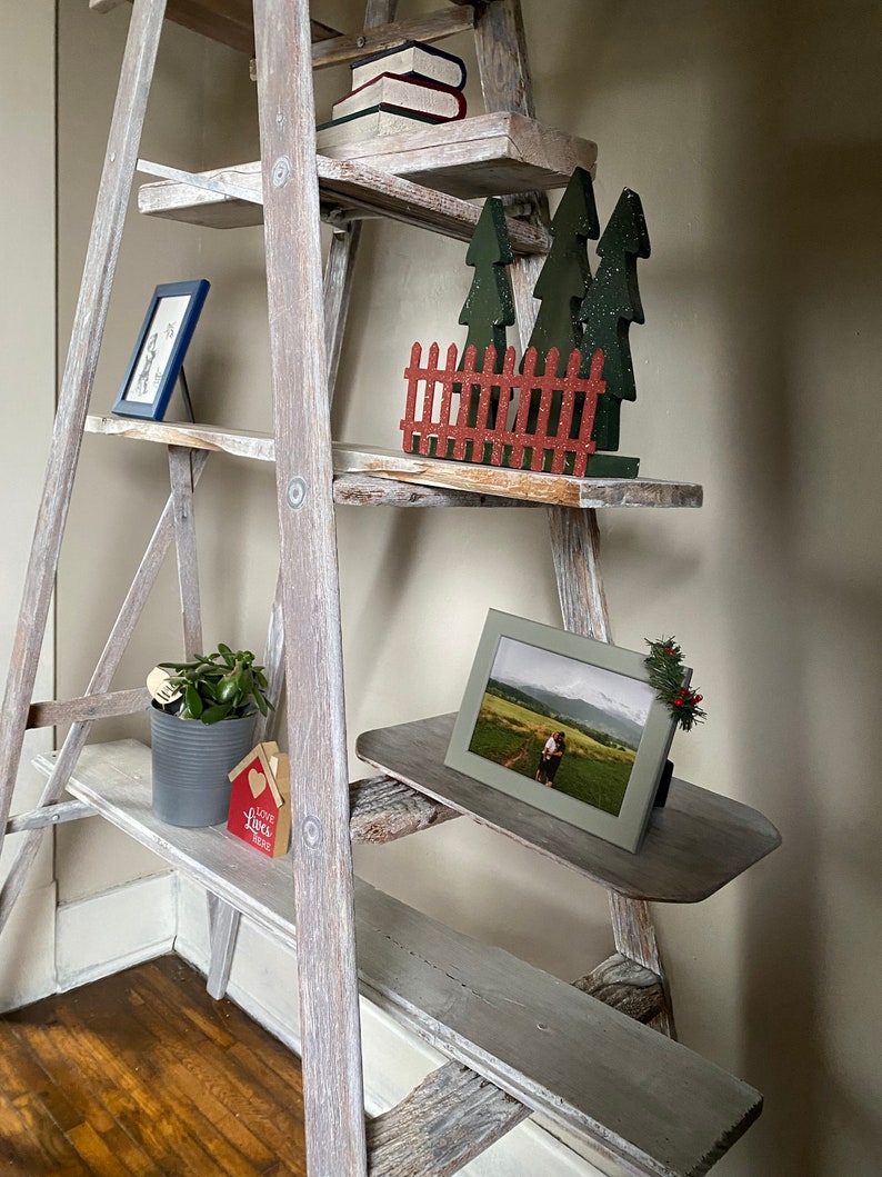 SOLD Ladder Shelf, Farmhouse Rustic Whitewashed - Etsy