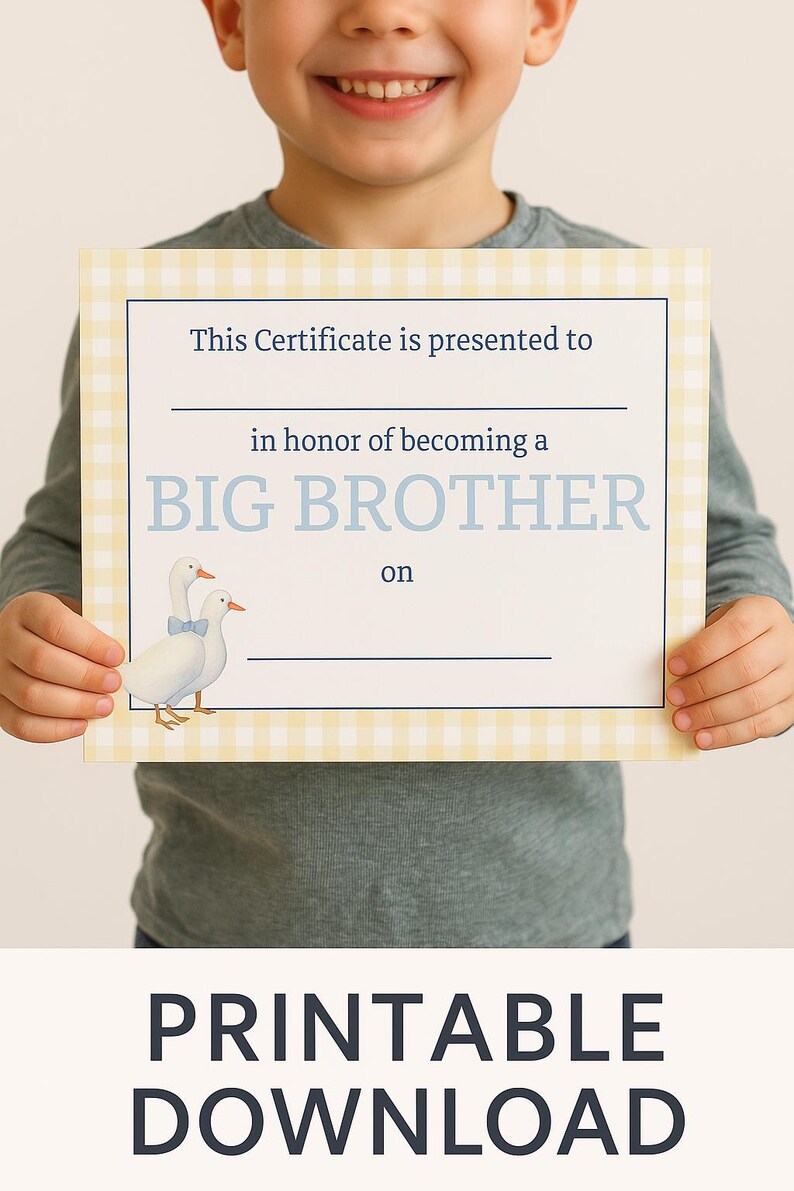 Big Brother Certificate | Printable Download | PDF - Etsy