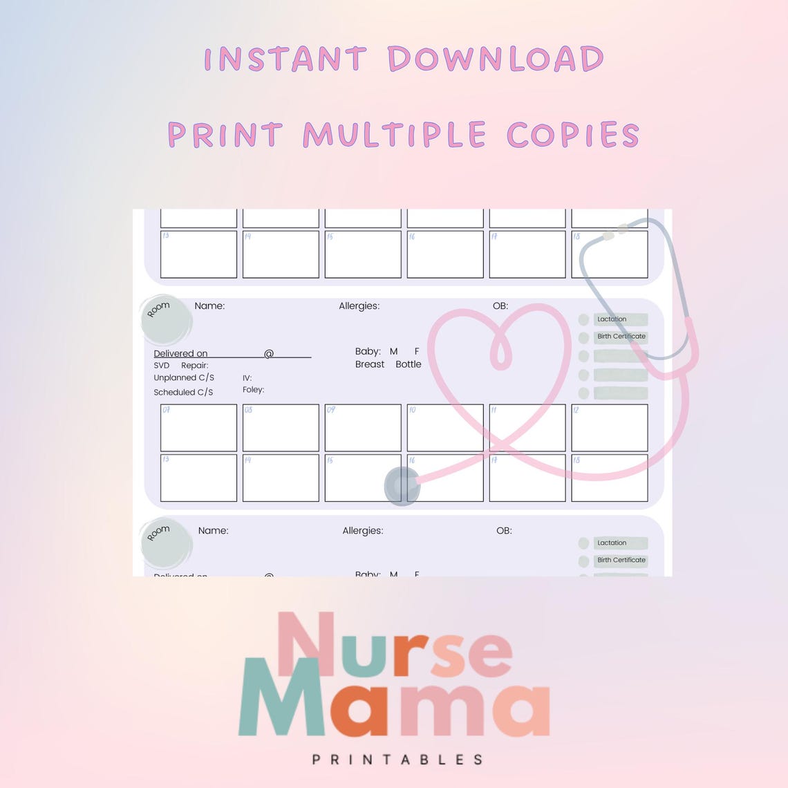 Postpartum Nurse Report Sheet | Mother-baby Nurse Handoff Template ...