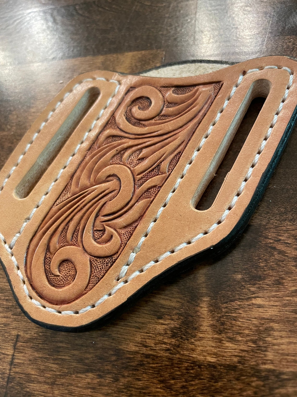 Leather Case Trapper Pocket Knife Sheath, Handmade and Tooled - Etsy