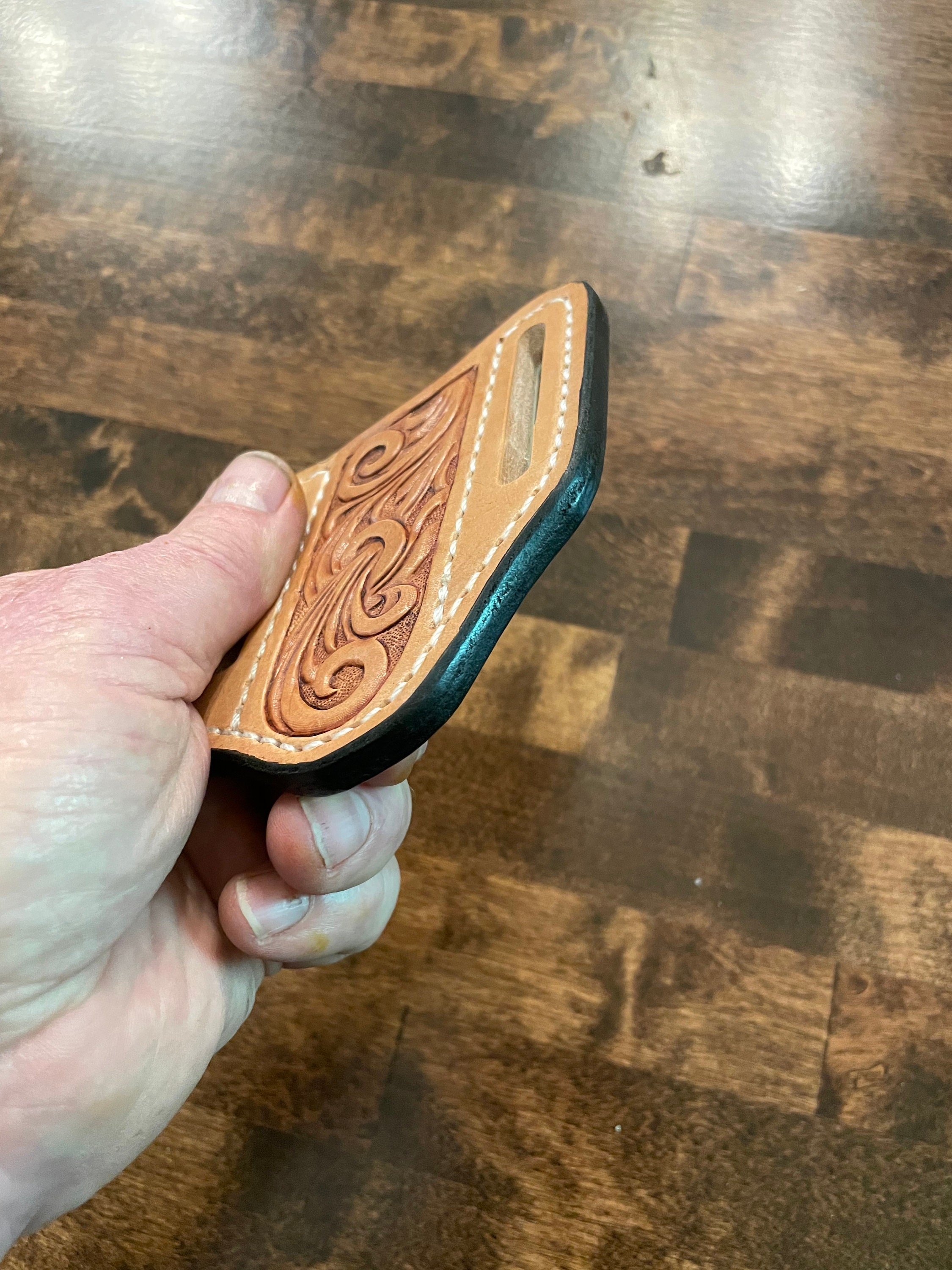 Leather Case Trapper Pocket Knife Sheath, Handmade and Tooled - Etsy