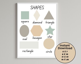 Shapes Poster Digital File Classroom Decor Educational Wall Art ...