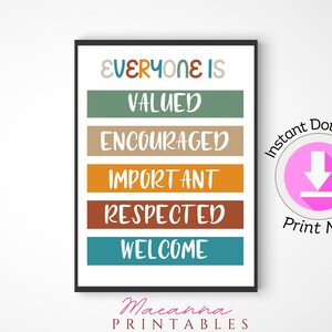 Everyone is Welcome Classroom Decor Poster-instant Download - Etsy