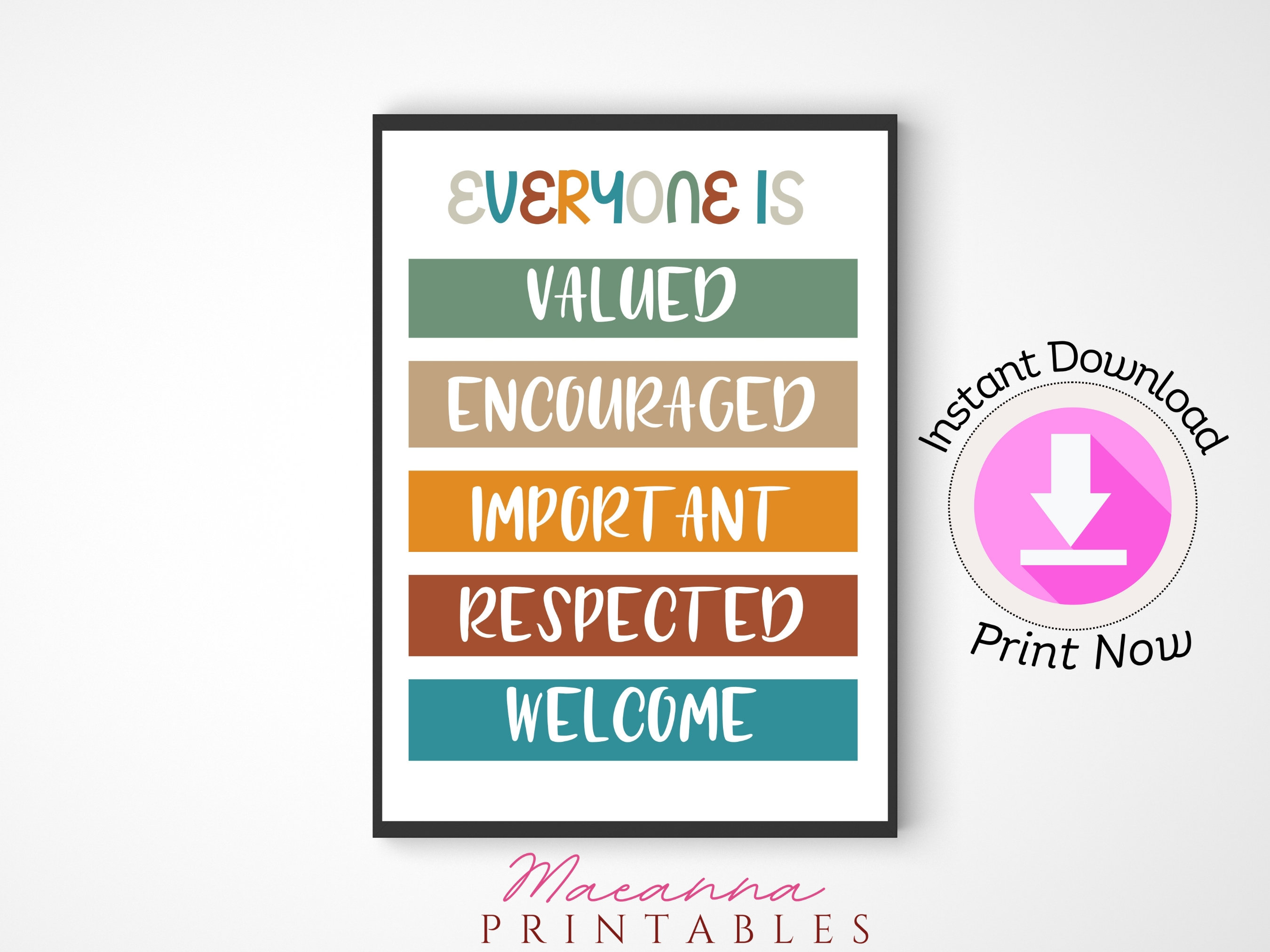 Everyone is Welcome Classroom Decor Poster-instant Download - Etsy