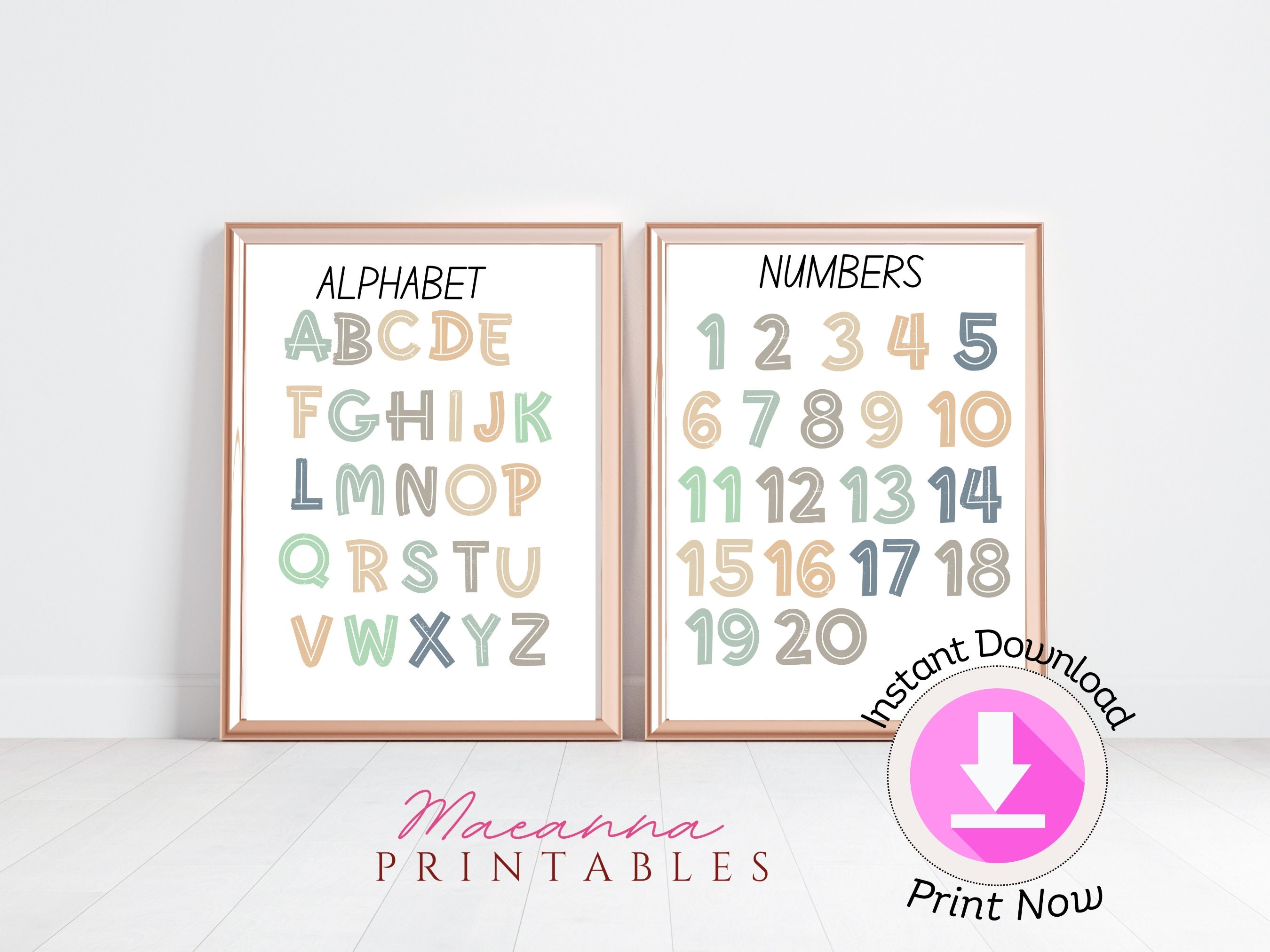 Abc Alphabet Educational Wall Art Print - Etsy