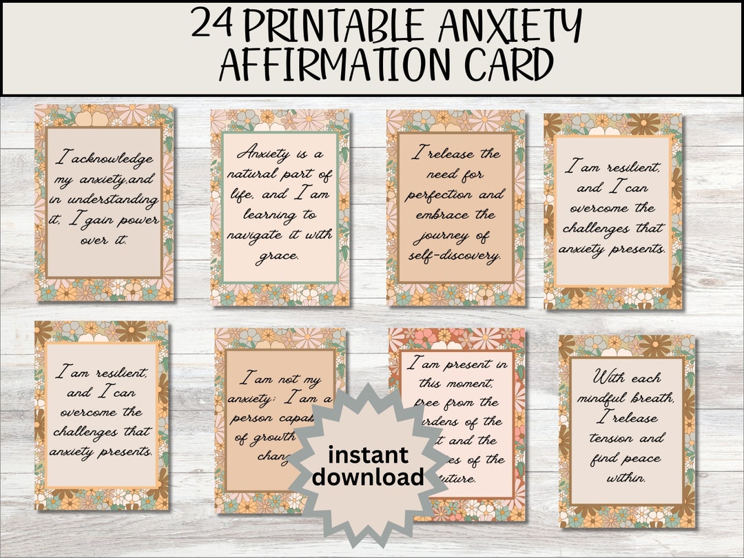 Printable Anxiety Affirmation Cards/calming Positive Affirmations for ...