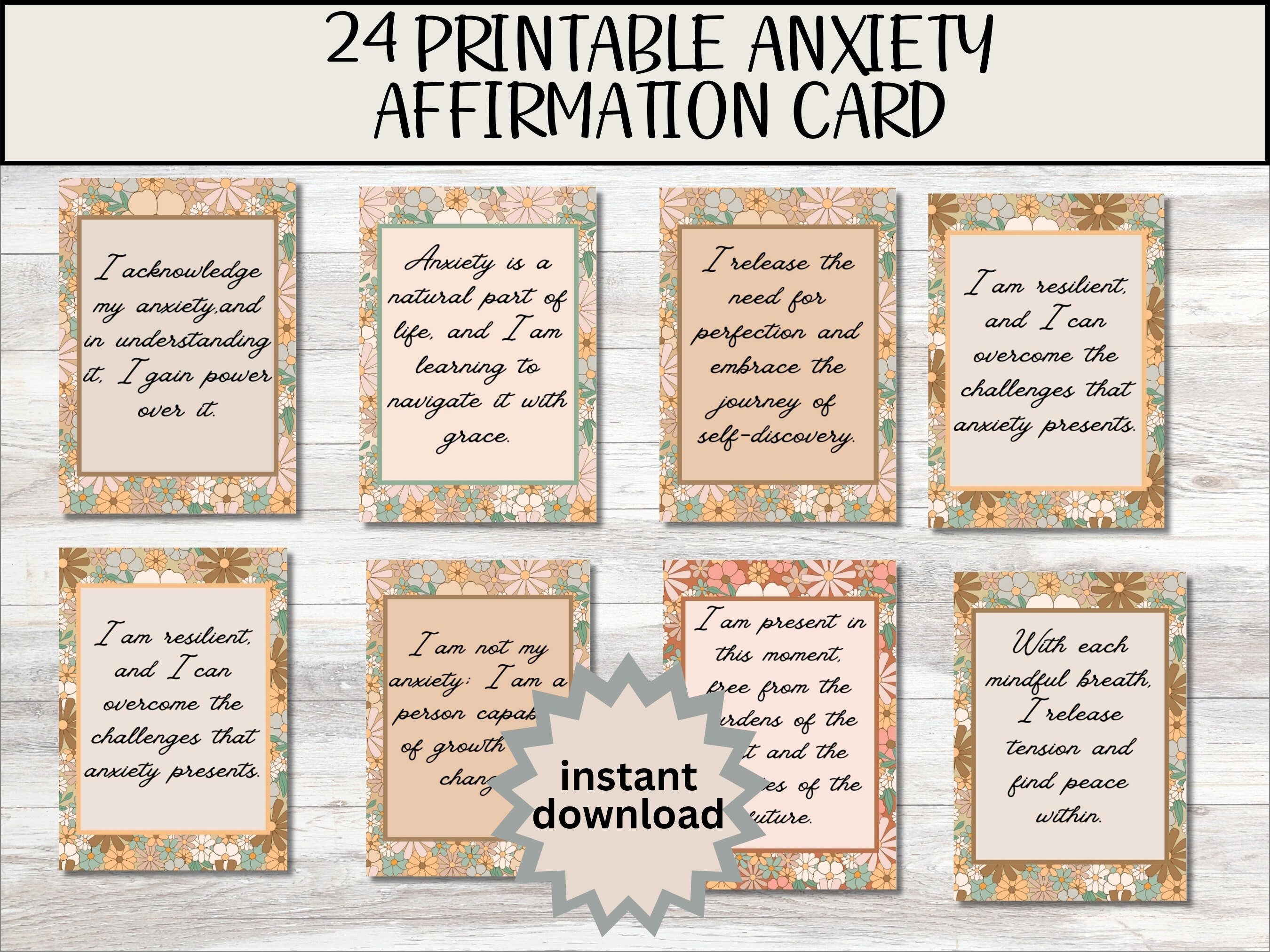 Printable Anxiety Affirmation Cards/calming Positive Affirmations for ...