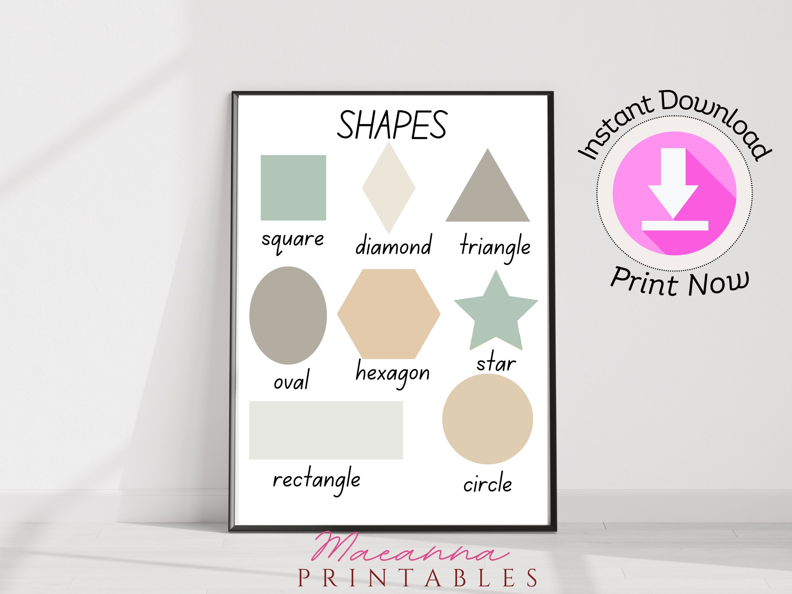 Shapes Poster Educational Wall Art - Etsy