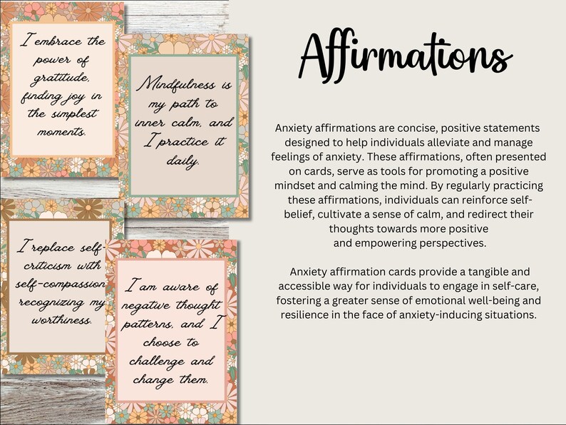 Printable Anxiety Affirmation Cards/calming Positive Affirmations for ...