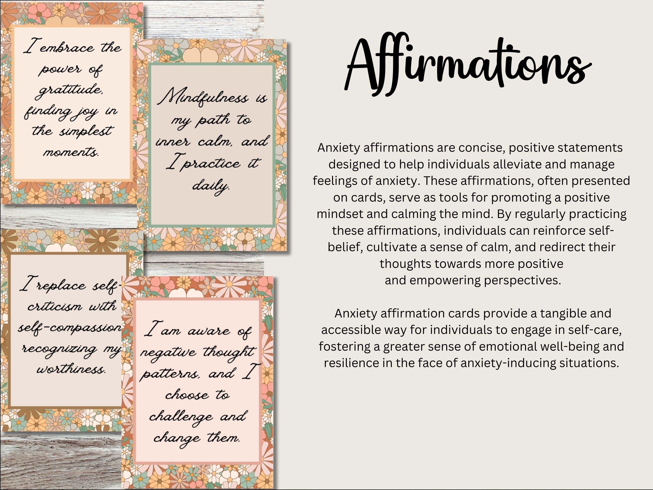 Printable Anxiety Affirmation Cards/calming Positive Affirmations for ...