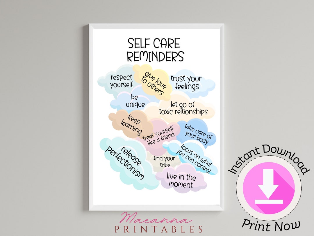 Therapy Office Decor: Self-care Reminders Mental Health Poster, Mental ...