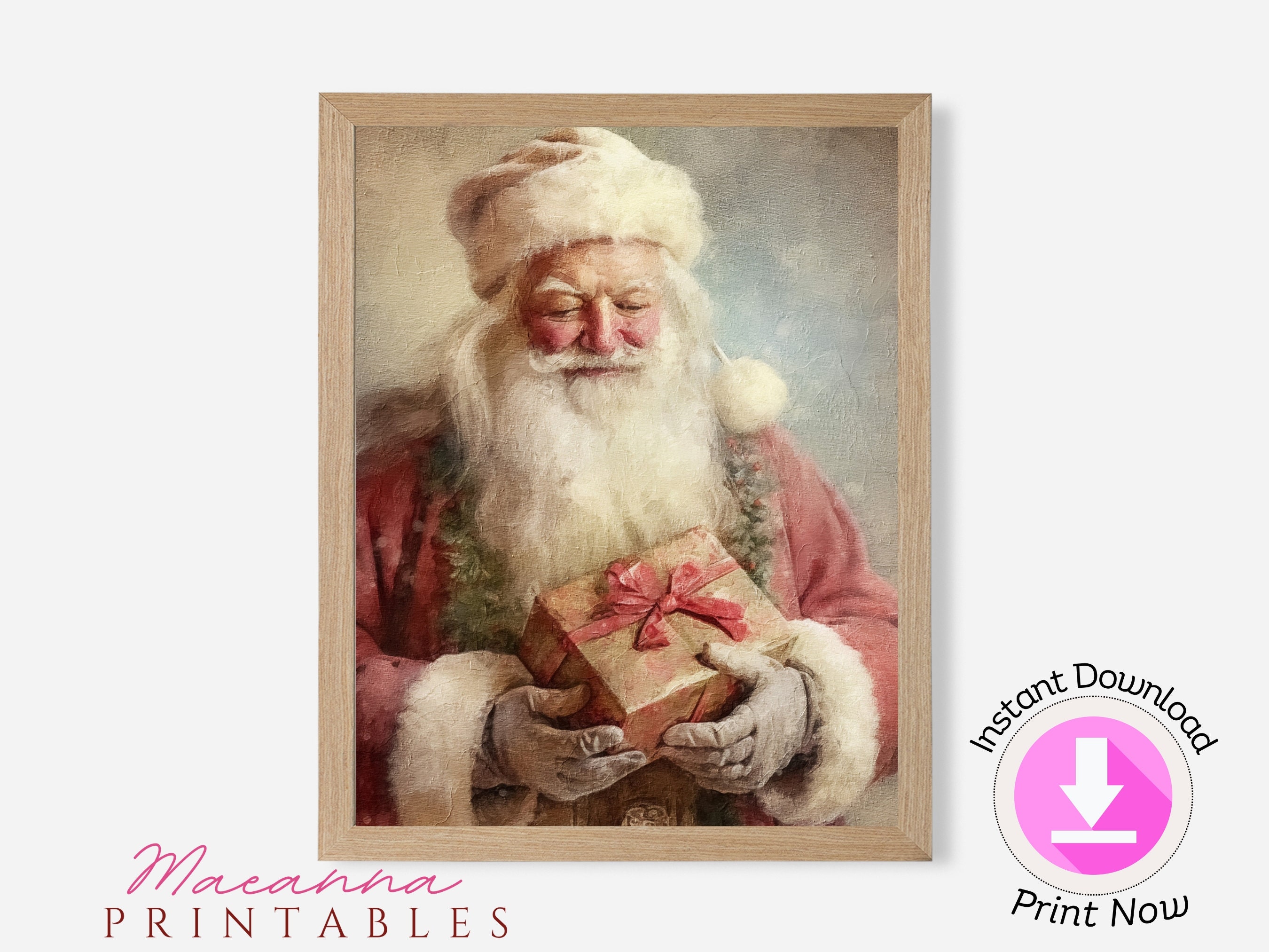 Santa Wall Art Printable Set of 6- Festive Christmas Decor Prints ...