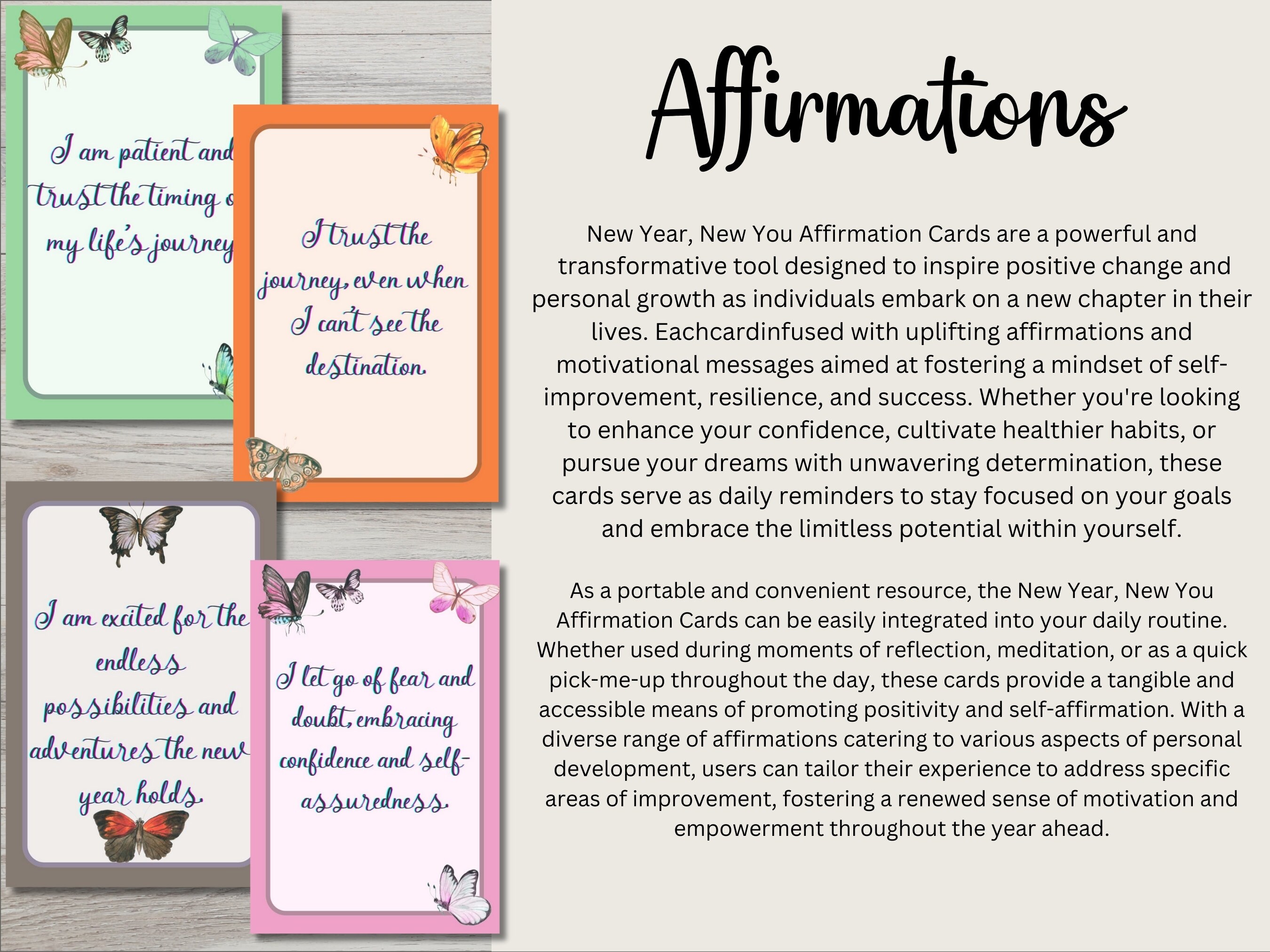 2024 New Year New Your Affirmation Cards| Positive Quotes | Digital ...