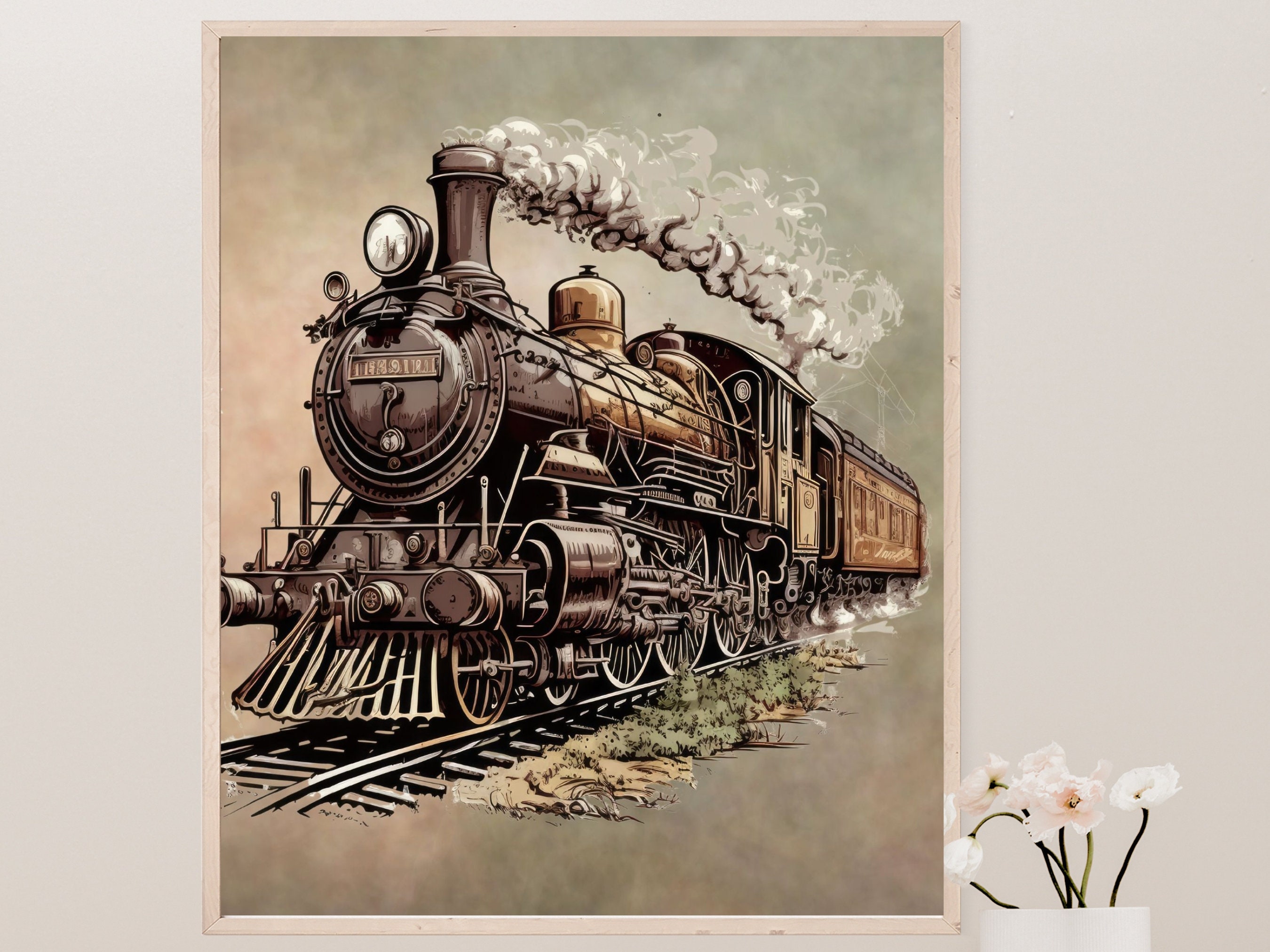 Vintage Train Art Printable Locomotive Steam Train/retro Decor - Etsy