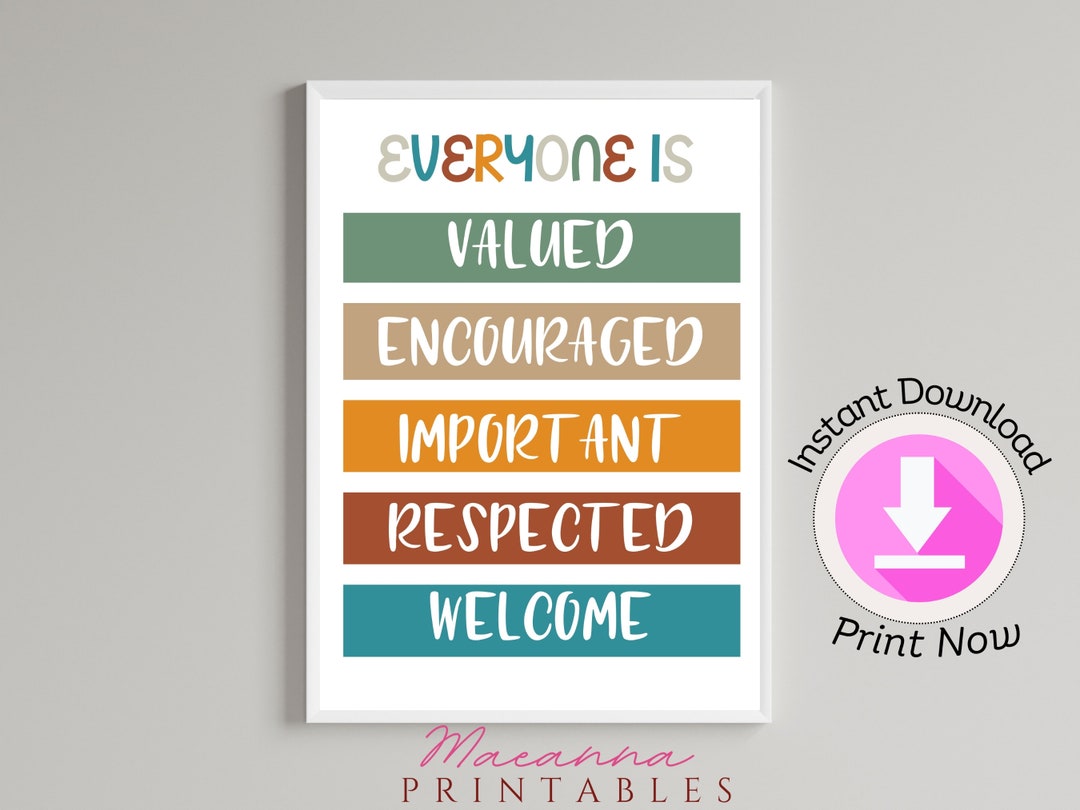 Everyone is Welcome Classroom Decor Poster-instant Download - Etsy